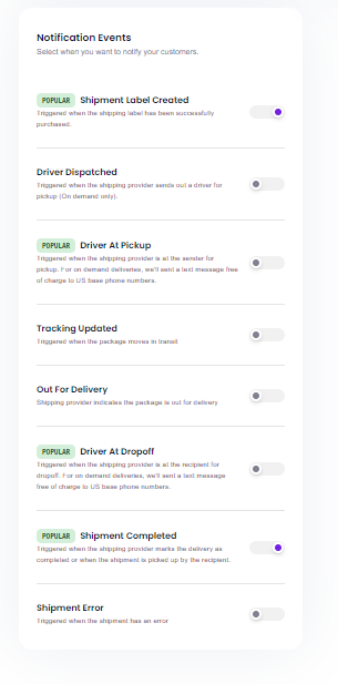 Can I send out notifications at every stage of the delivery process?